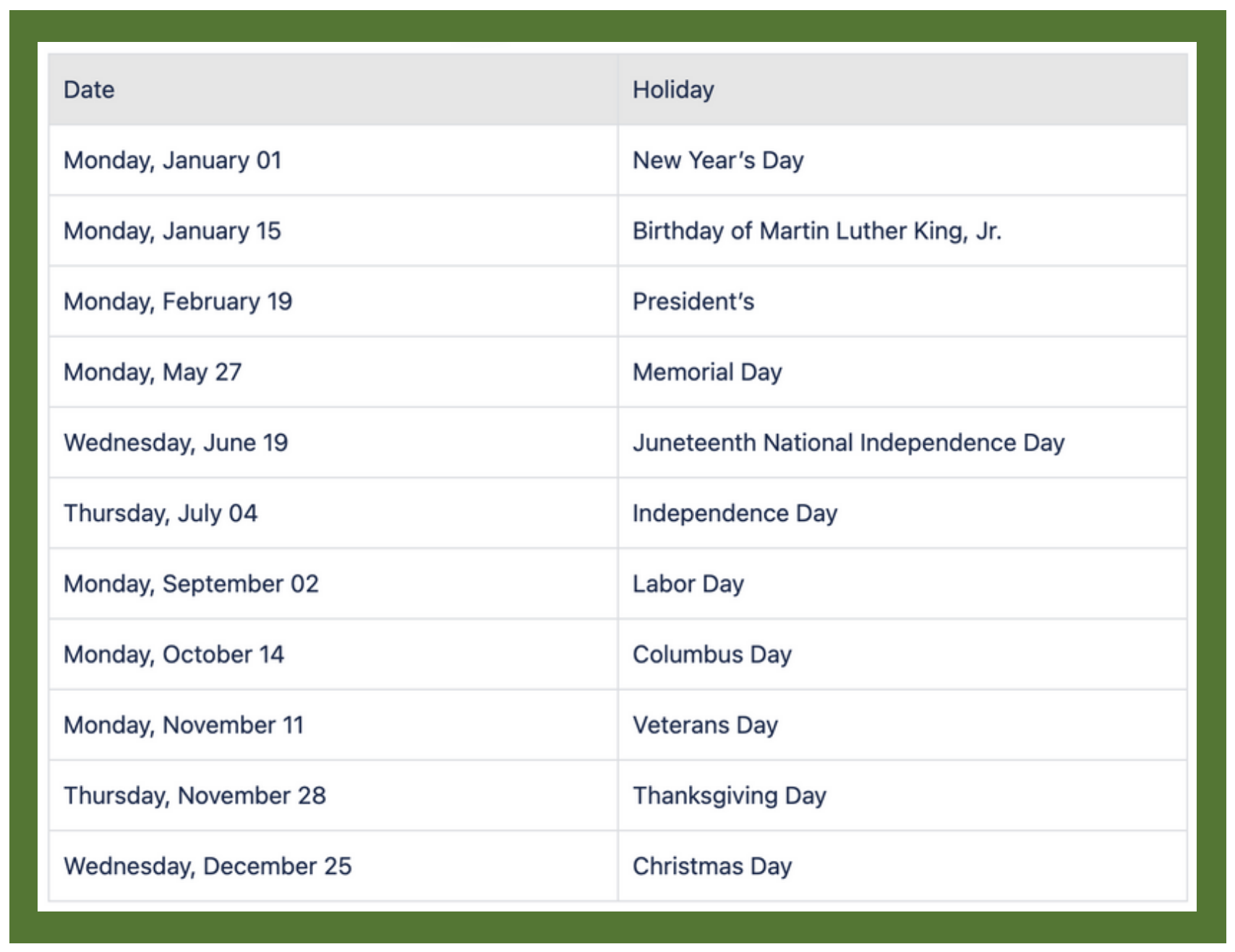 DTS Holidays 2024 – DTS Support
